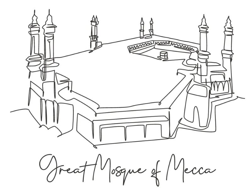 Great Mousque of Mecca. 1 Line Drawing - Etsy