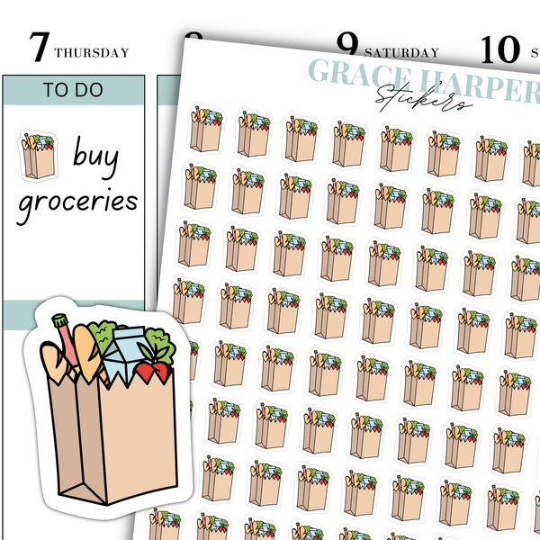 Grocery Bag Digital Stickers - Etsy