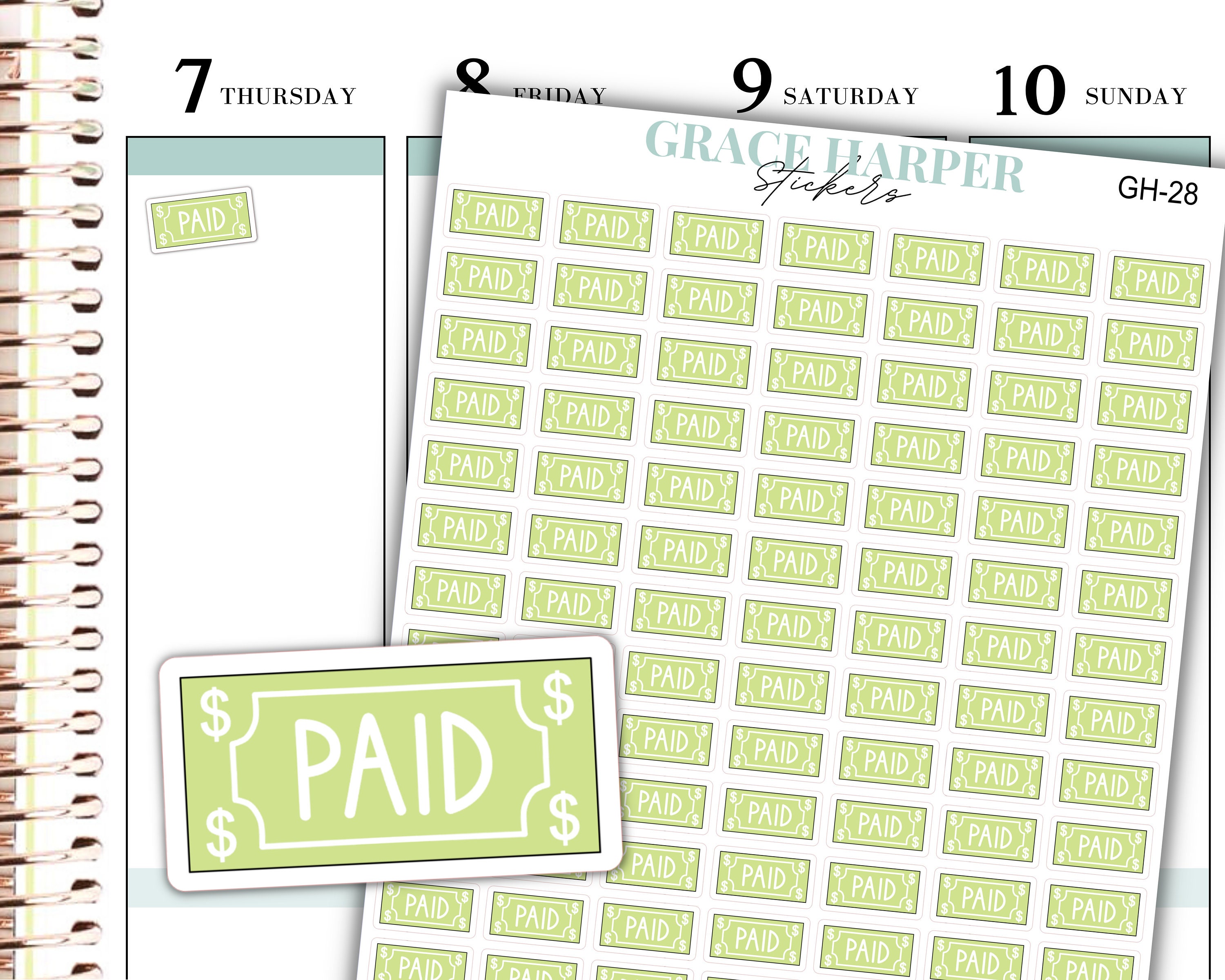 Paid Dollar Bill Stickers Dollar Bill Stickers Bills Paid - Etsy