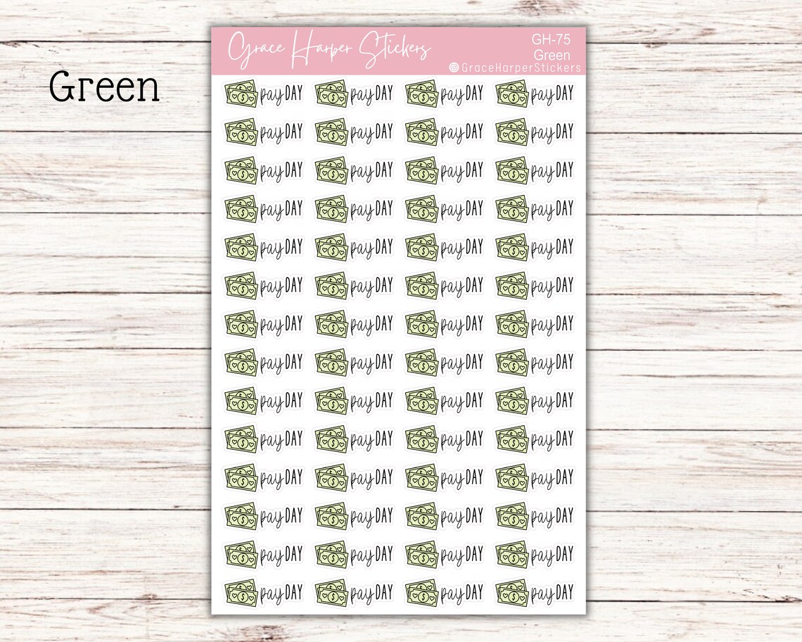 Pay Day Stickers Dollar Bill Stickers Pay Day Planner - Etsy