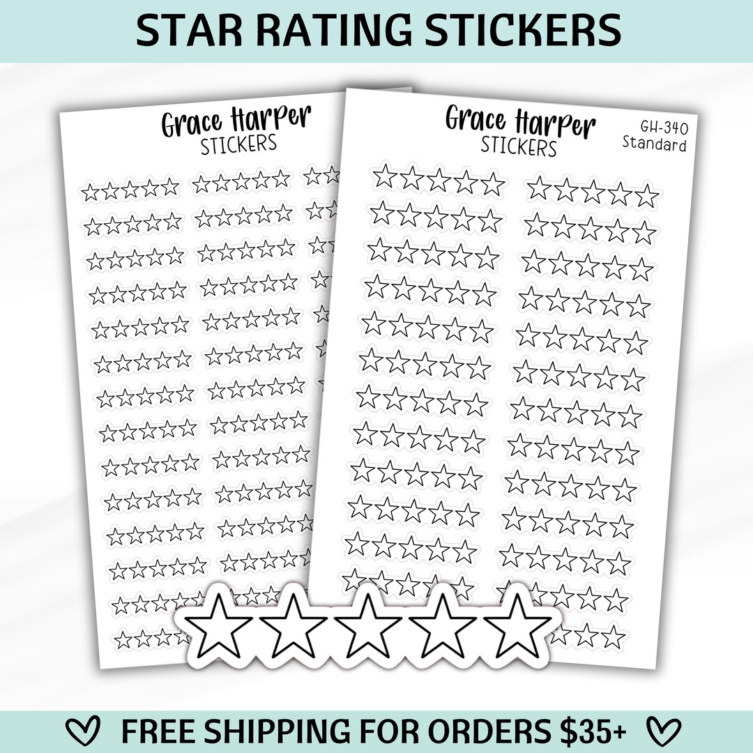 Stars Rating Sticker - 5 Star Rating Stickers - Book Rating Stickers ...