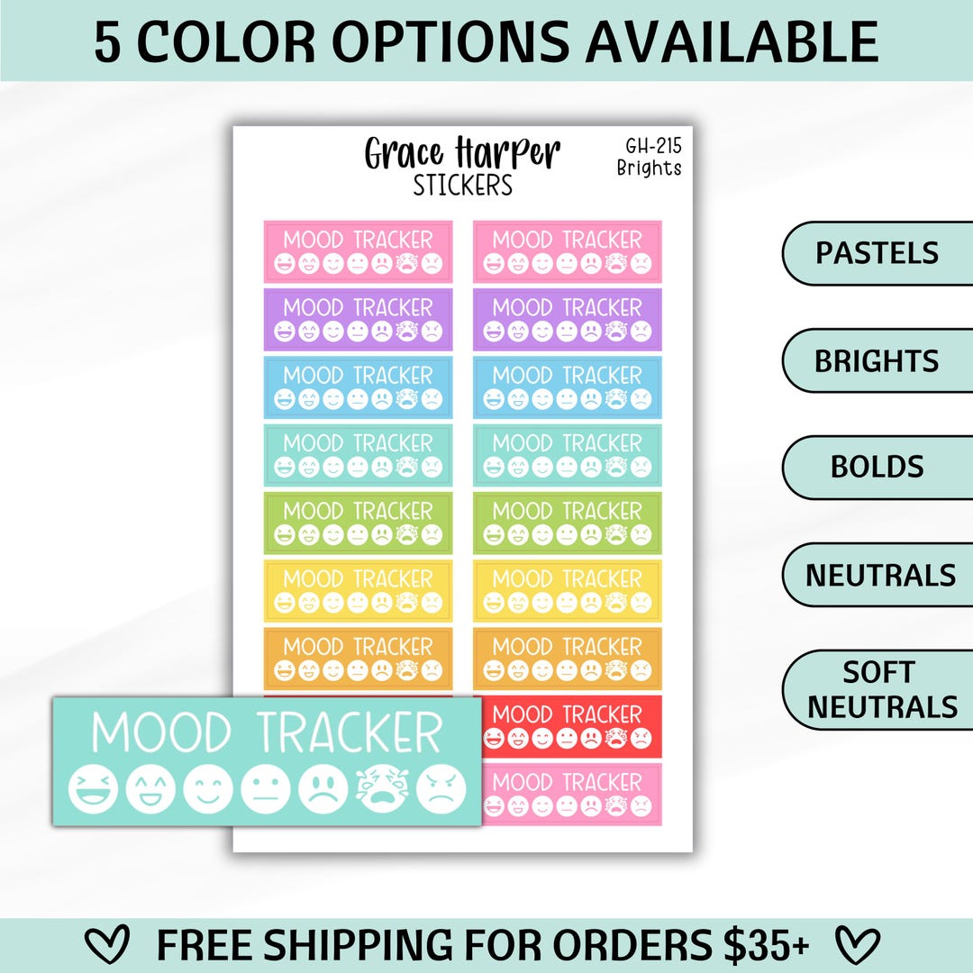 Mood Tracker Planner Stickers - Emotion Tracker Stickers - Emoji ...