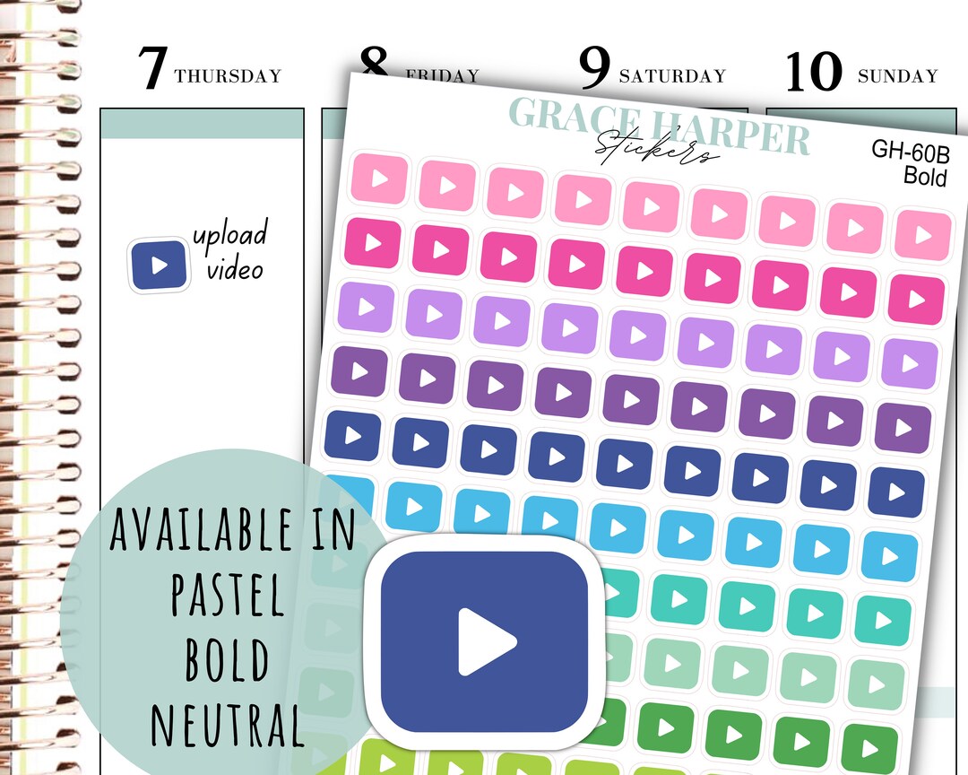 Youtube Icon Sticker Play Button Sticker GH-60 - Etsy