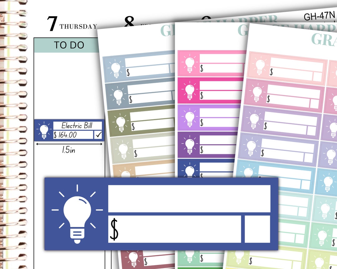 Electric Bill Planner Stickers Bill Due Stickers Pay Electric Bill ...