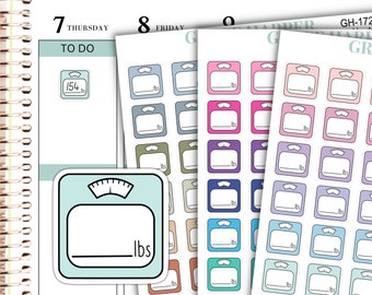Weight Scale Planner Stickers Black & White W/ Hearts, Scale Planner ...