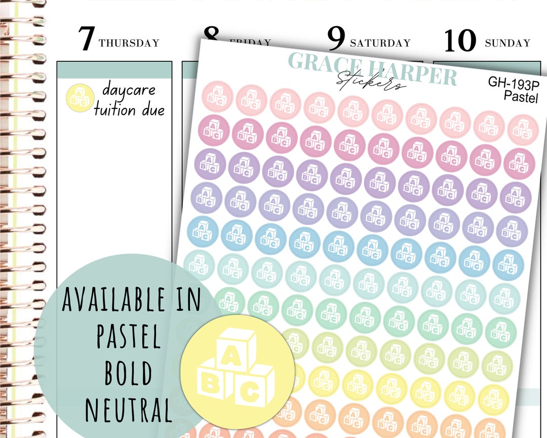 Daycare Planner Stickers ABC Learning Blocks Stickers - Etsy