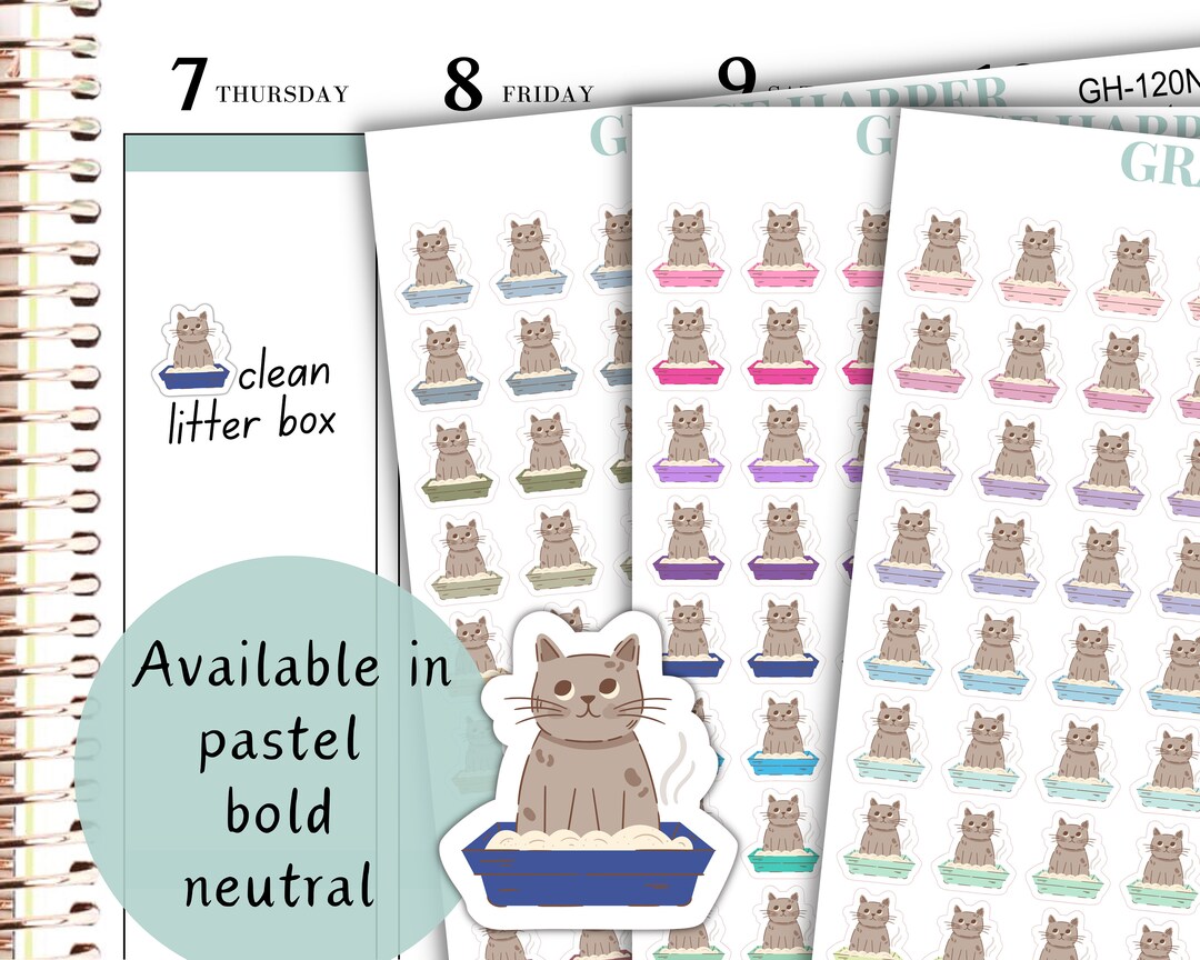 Clean Litter Planner Stickers Clean Cat Litter Stickers Clean Litter ...
