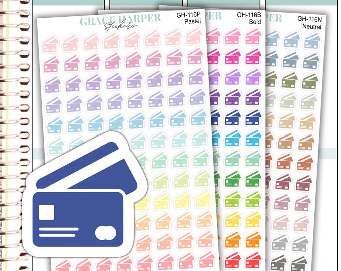 Tiny Credit Card Stickers-credit Card Payment Stickers-credit Card Bill ...