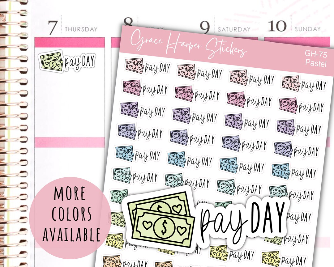 Pay Day Stickers, Dollar Bill Stickers, Pay Day, Planner Stickers GH-75 ...