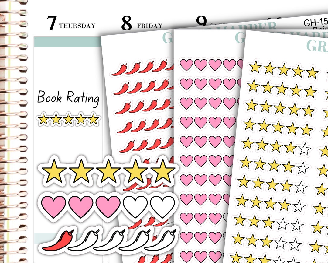 Book Rating Stickers - Stars Book Rating Sticker - Heart Book Rating ...