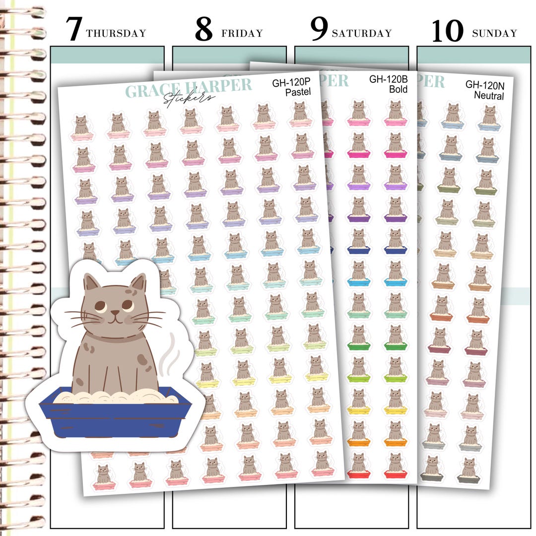 Clean Litter Planner Stickers - Clean Cat Litter Stickers - Clean ...
