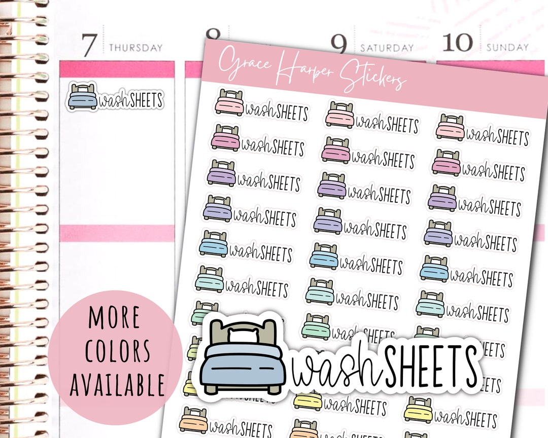 Wash Bed Sheets Sticker, Laundry Sticker, Wash Sheets Sticker, Planner ...