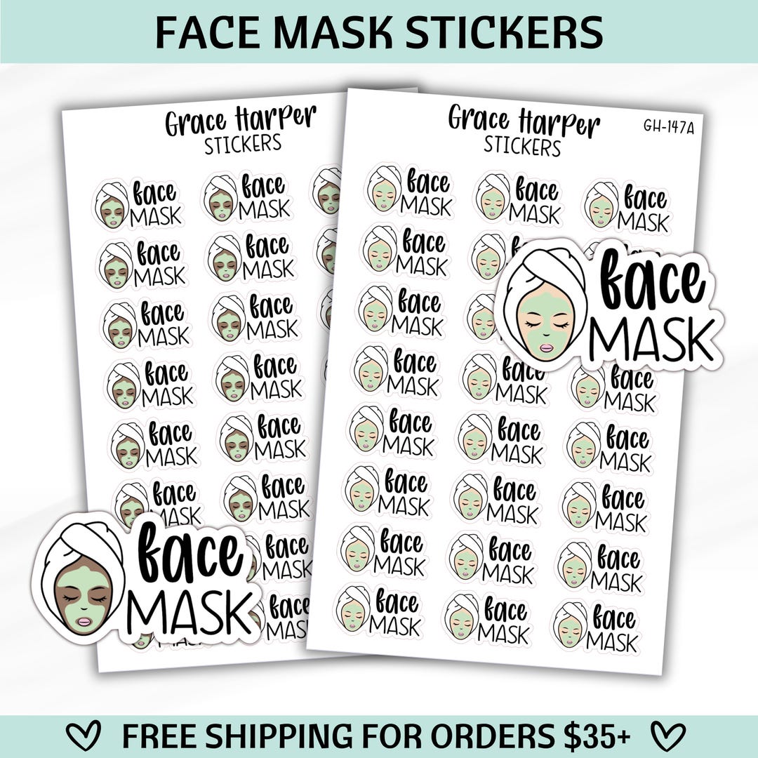 Face Mask Stickers - Facial Mask Stickers - Self Care Stickers ...
