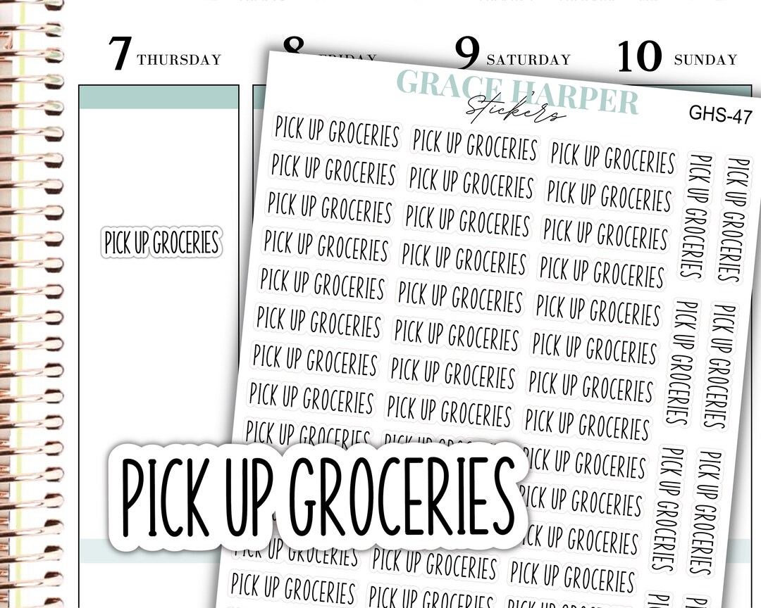 Pick up Groceries Script Stickers Pick up Script Planner Stickers GHS ...