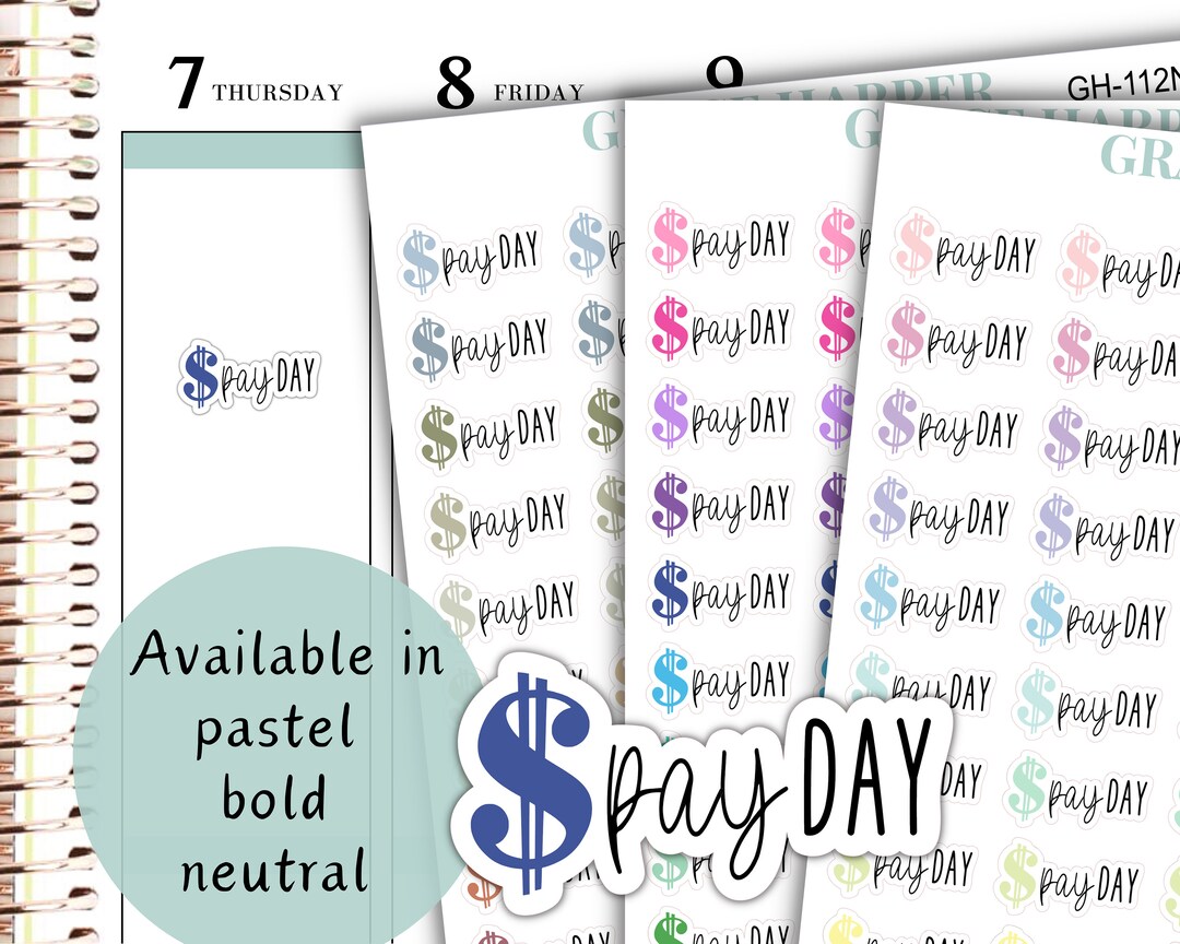 Pay Day Planner Stickers Dollar Sign Stickers Payday Stickers GH-112 - Etsy