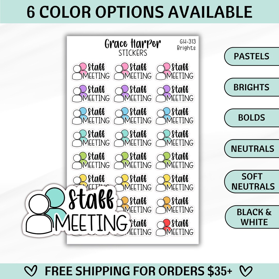 Staff Meeting Stickers - Meeting Stickers - Planner Stickers GH-313 - Etsy