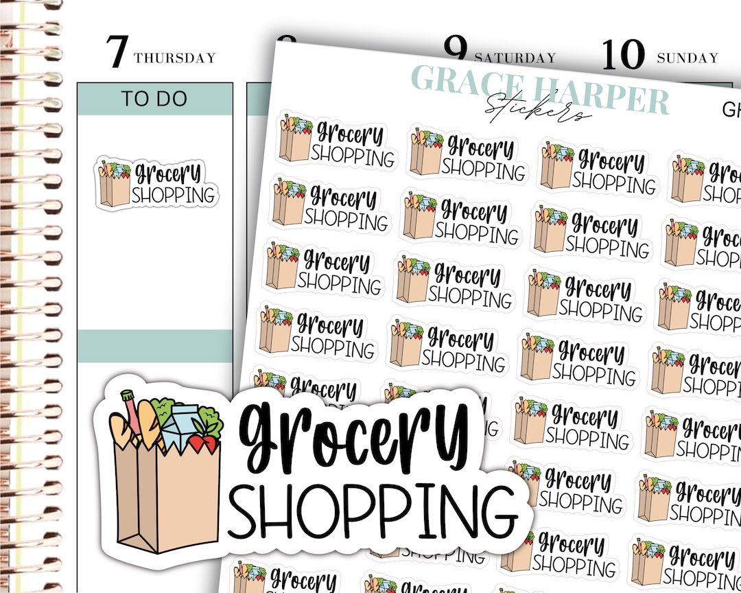 Grocery Shopping Stickers Food Shopping Stickers Grocery Bag Stickers ...