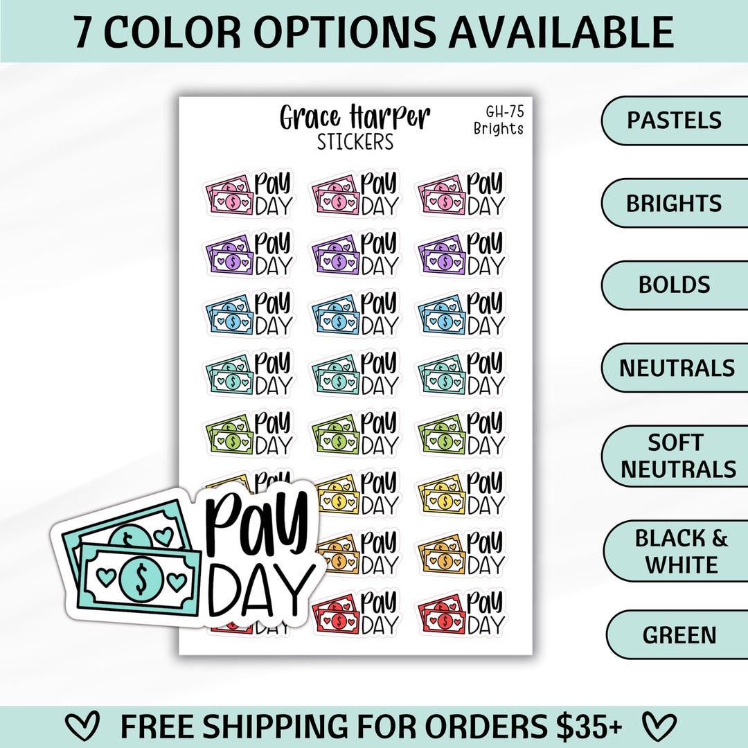 Pay Day Stickers - Dollar Bill Stickers - Planner Stickers GH-75 - Etsy