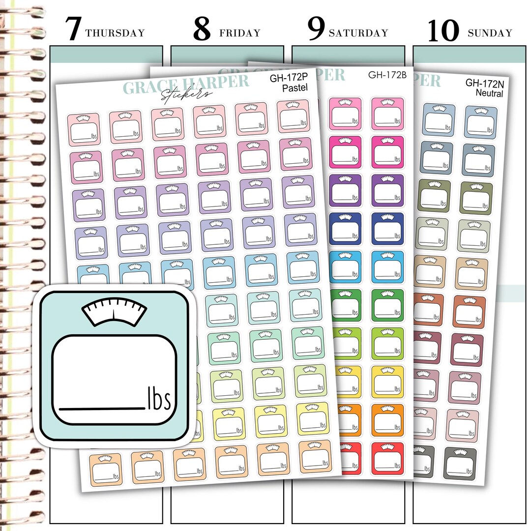 Weight Scale Stickers - Weigh in Planner Stickers GH-172 - Etsy