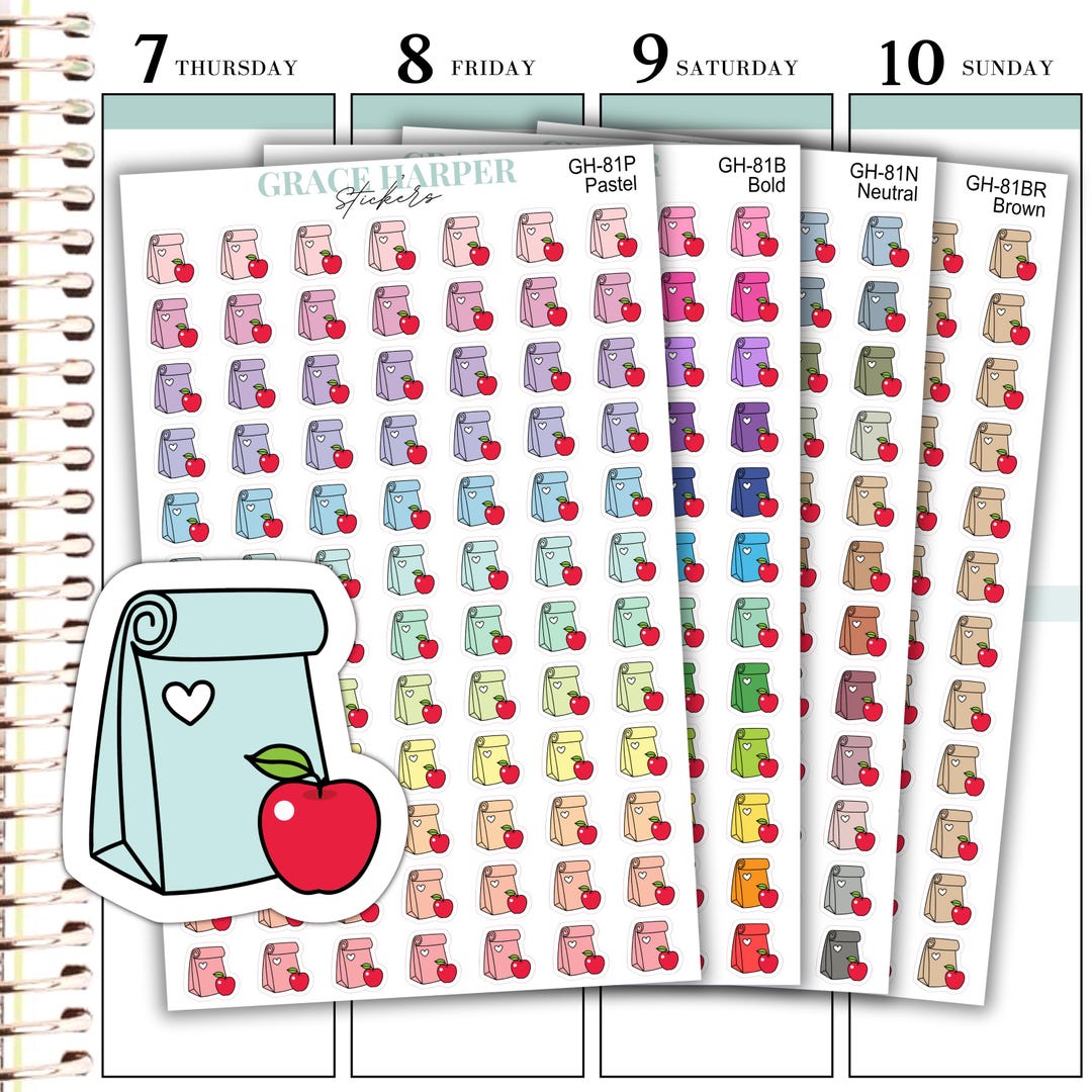 Paper Bag Stickers - Pack School Lunch Stickers GH-81 - Etsy