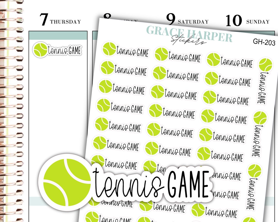 Tennis Game Planner Stickers Tennis Game Reminder Stickers Tennis ...
