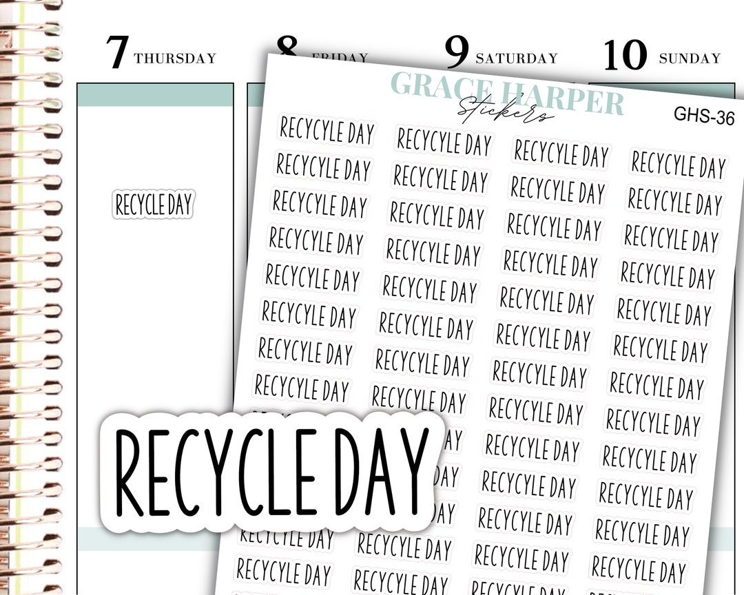 Recycle Day Script Stickers Recycle Day Text Stickers - Etsy