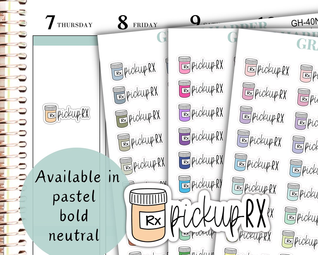 Pick up Rx Sticker Pick up Prescription Planner Stickers GH-40 - Etsy