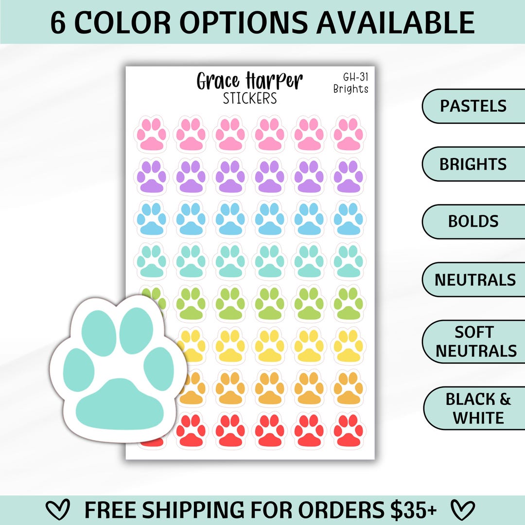 Paw Print Sticker - Paw Icon Sticker - Planner Stickers GH-31 - Etsy