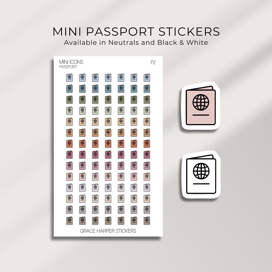 Mini Passport Stickers - Planner Stickers 72 - Etsy
