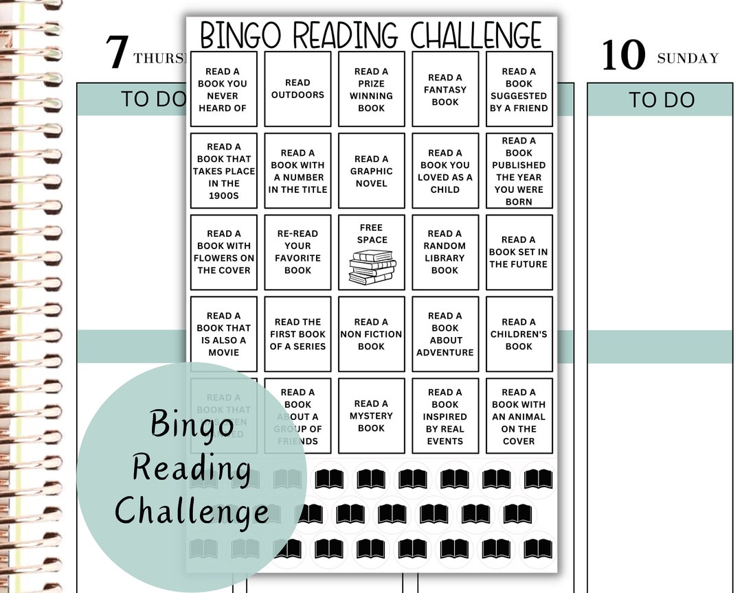 Bingo Reading Challenge Sticker Sheet -reading Journal Stickers GH-262 ...