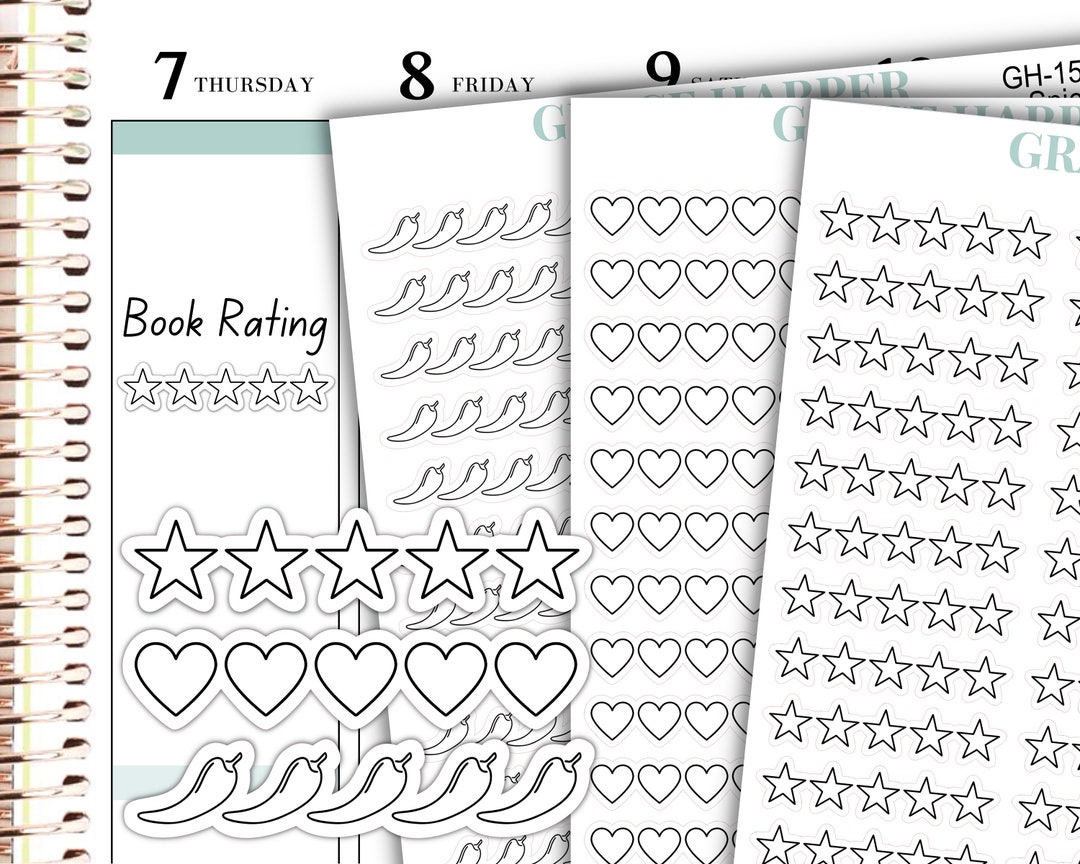 Book Rating Stickers Stars Book Rating Sticker Heart Book Rating ...