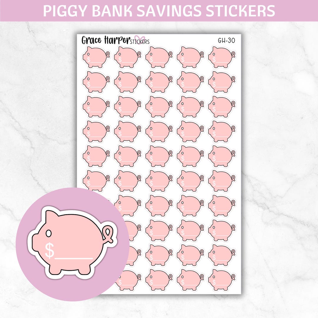 Piggy Bank Stickers - Savings Stickers - Budget Stickers - Planner ...