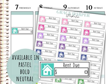 63 Cute Rent Due Planner Stickers - Etsy