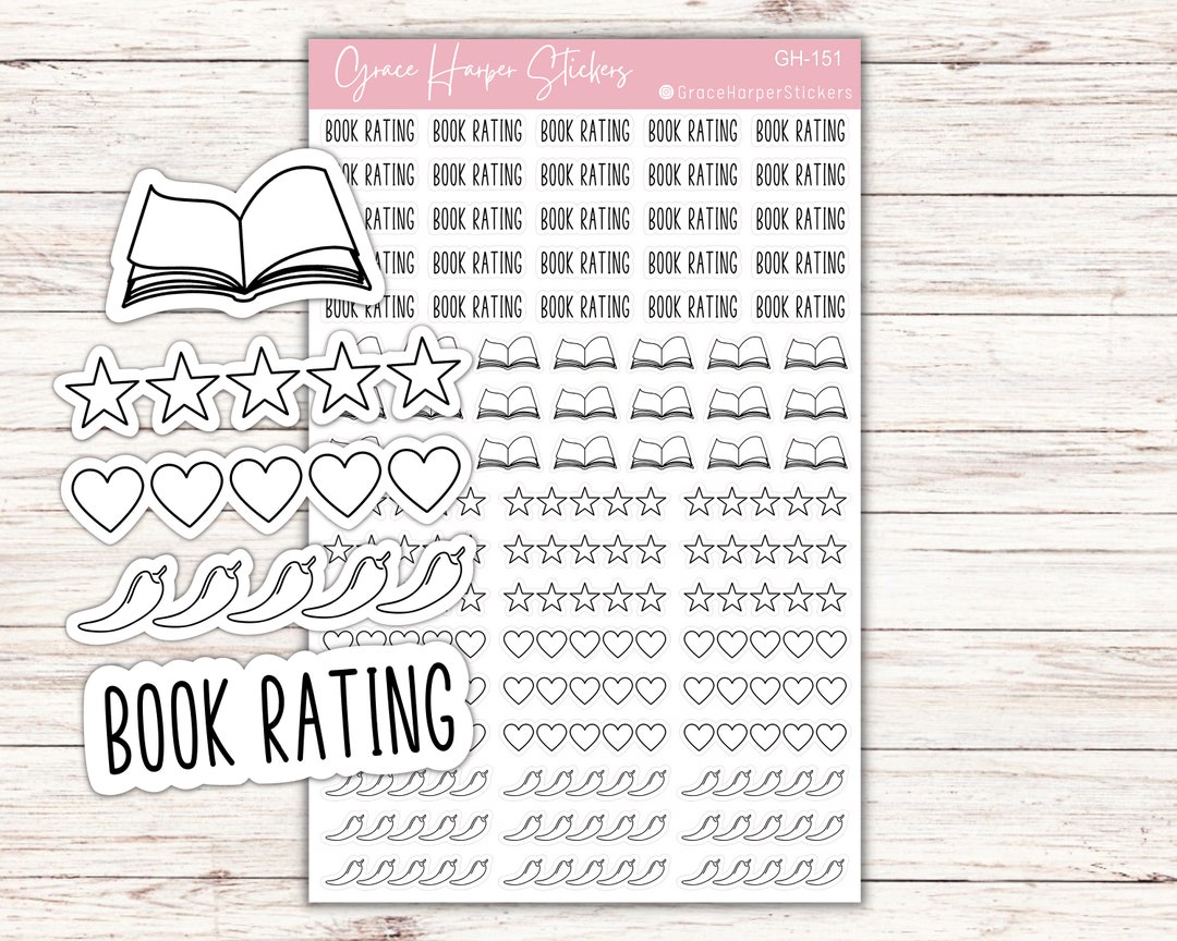Book Rating Stickers Book Readers Sticker Heart Icon Rating - Etsy