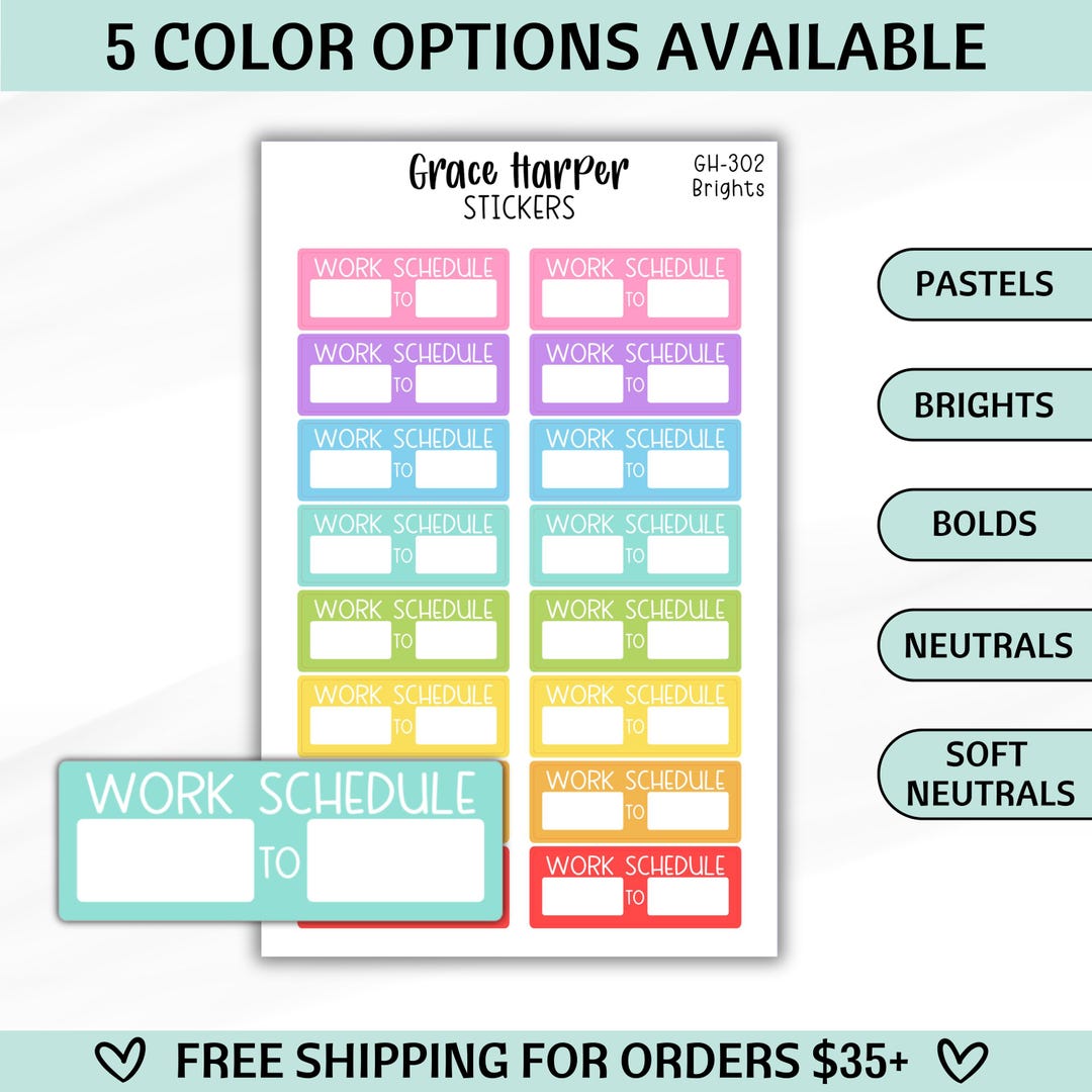 Work Schedule Stickers - Work Stickers - Planner Stickers GH-302 - Etsy