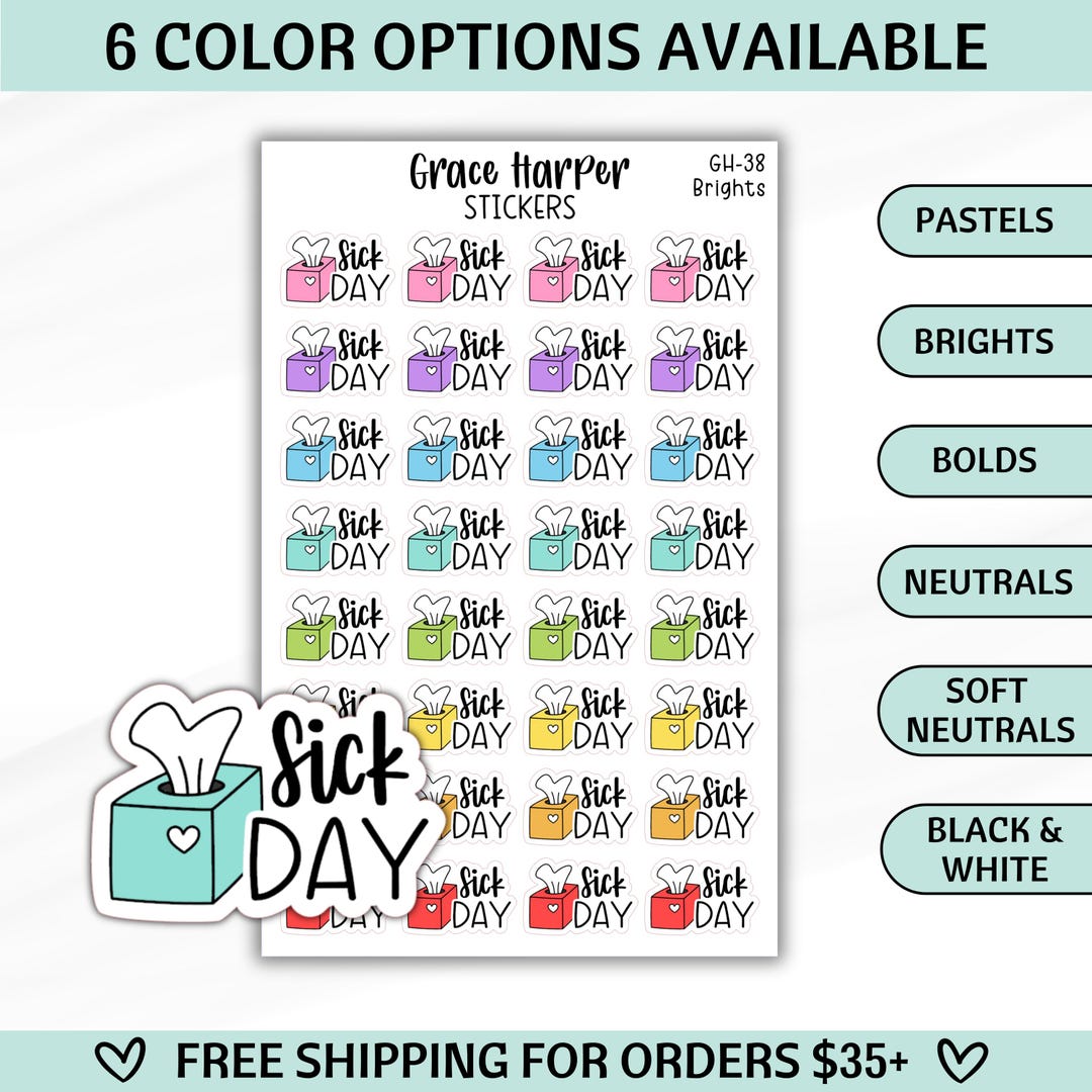 Sick Day Stickers - Tissue Box Stickers - Planner Stickers GH-38 - Etsy