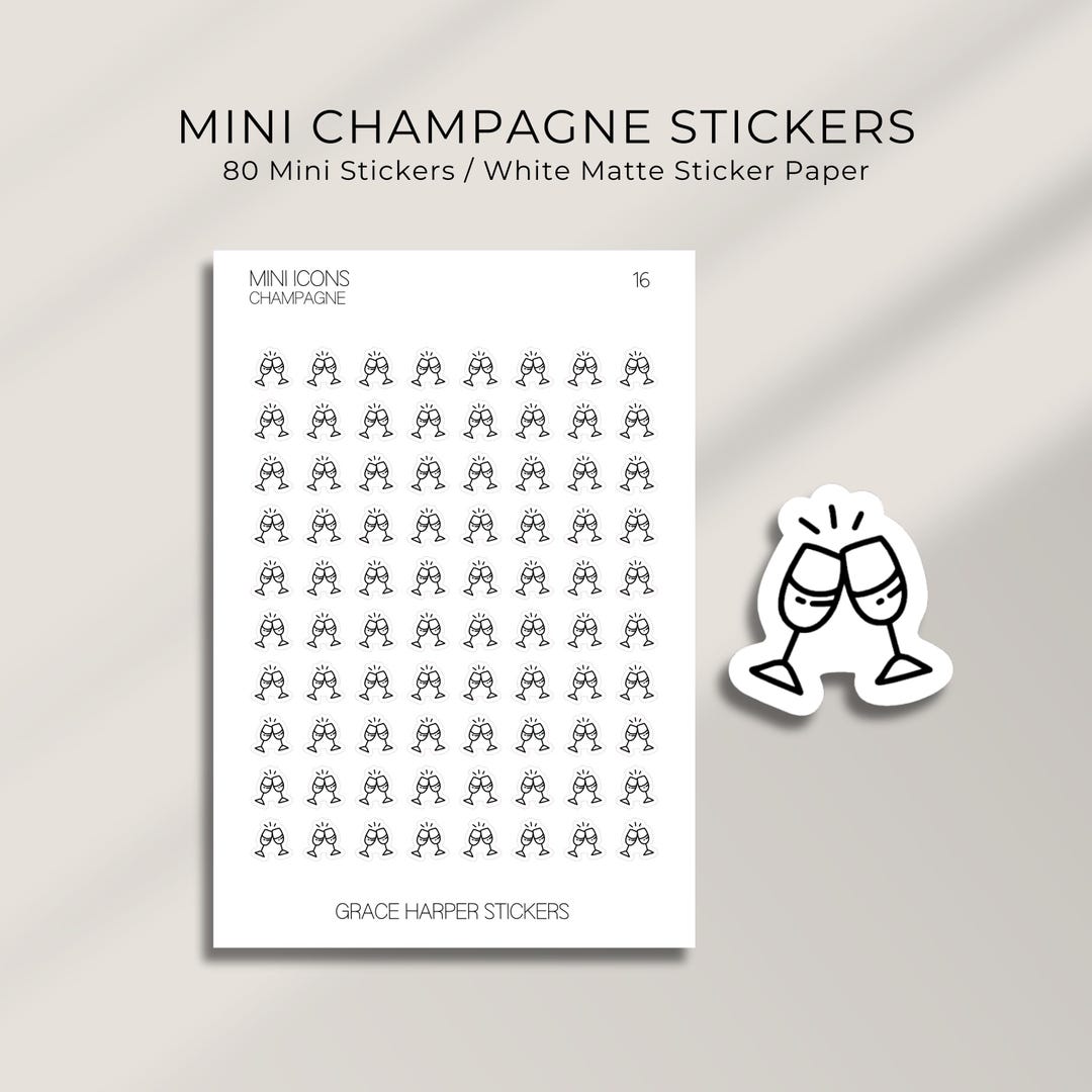 Mini Champagne Stickers - Planner Stickers 16 - Etsy