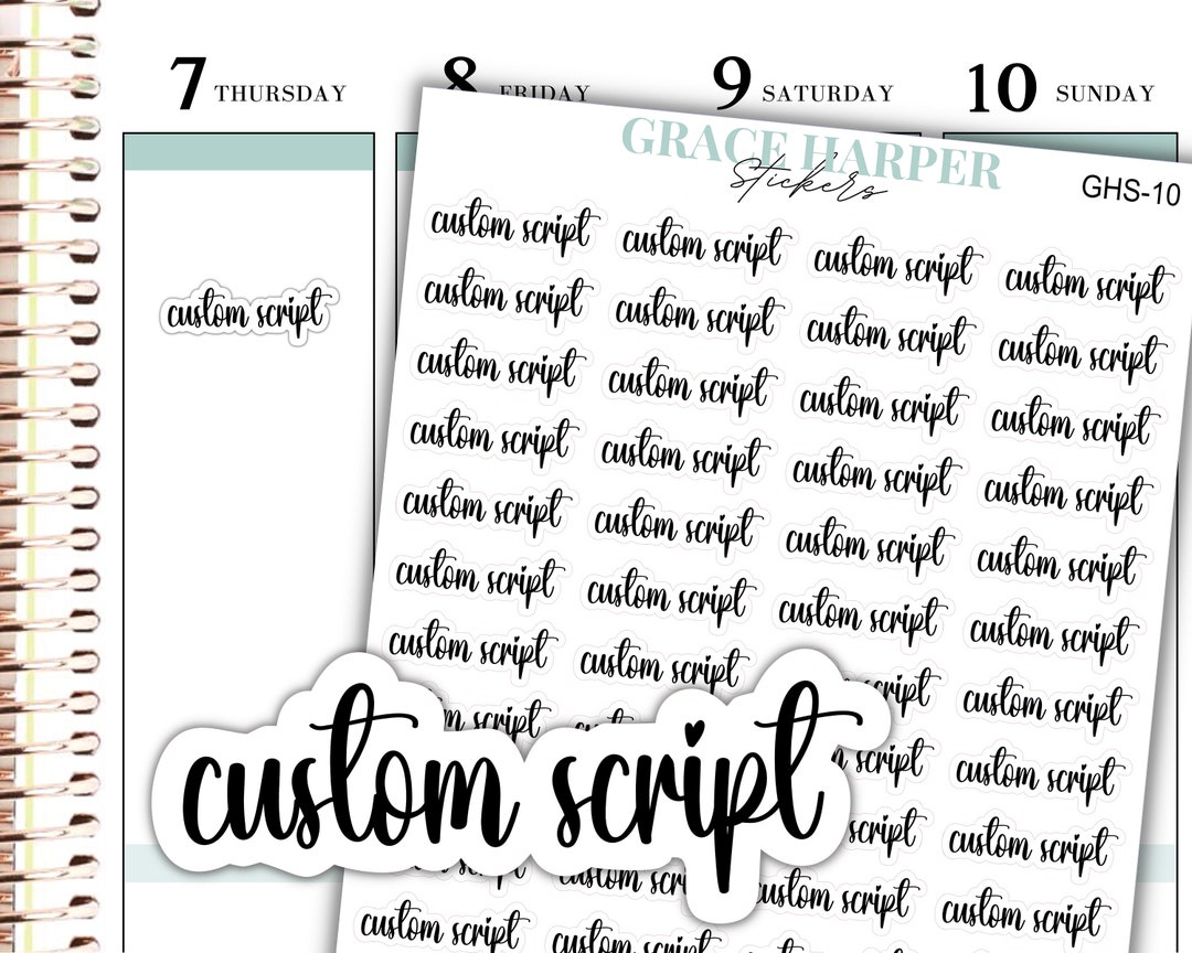 Custom Script Stickers, Custom Text Stickers, Planner Stickers GHS-10 ...