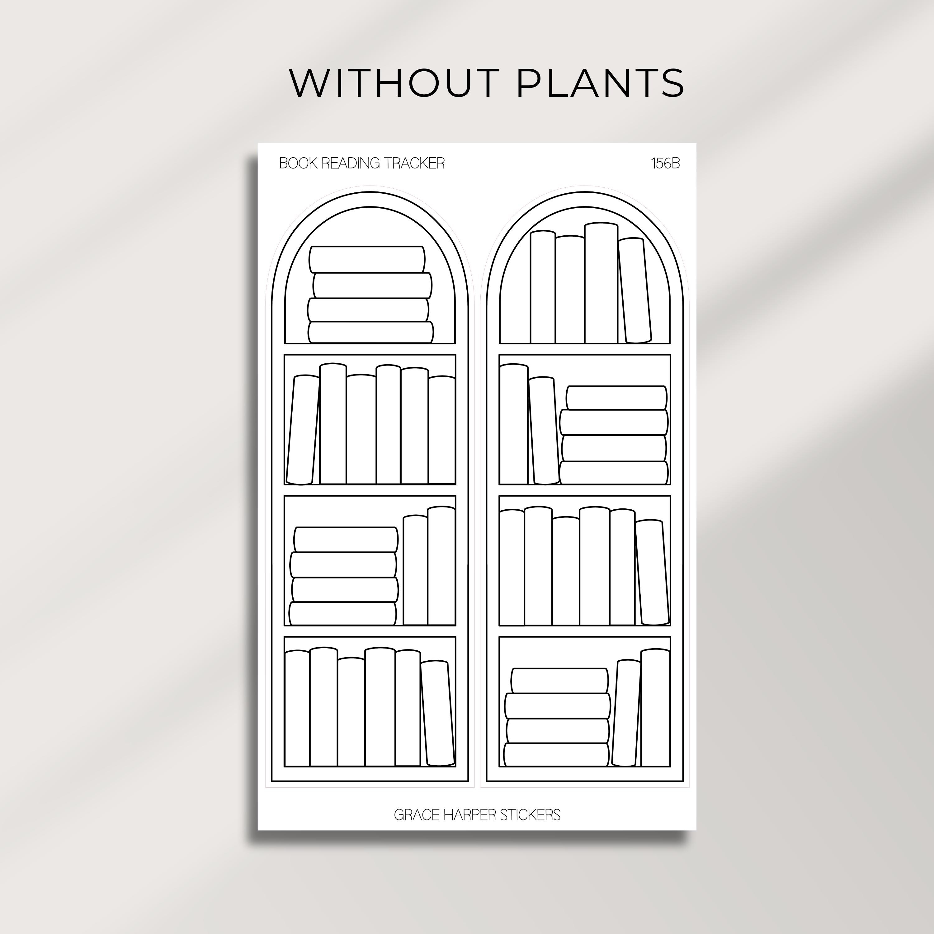Arched Bookcase Reading Tracker Sticker - Color in Book Shelf Sticker ...