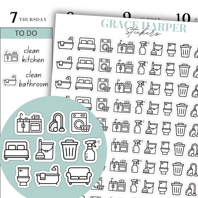 Cleaning Planner Stickers - Etsy