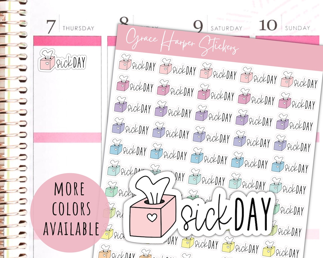 Sick Day Stickers, Tissue Box Stickers, Work Stickers, Planner Stickers ...