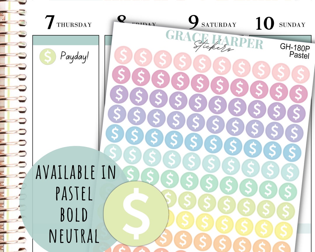Pay Day Planner Stickers Dollar Sign Stickers Money Stickers Payday ...