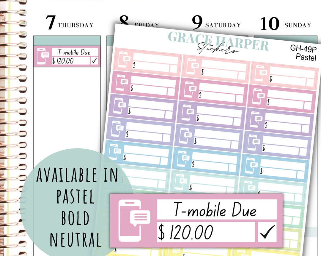 Phone Bill Due Stickers, Bill Due Stickers, Pay Bills Sticker, Phone ...