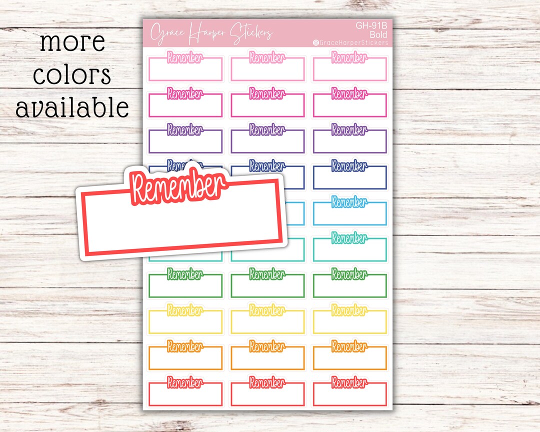 Remember Box Stickers Reminder Sticker Remember Sticker - Etsy