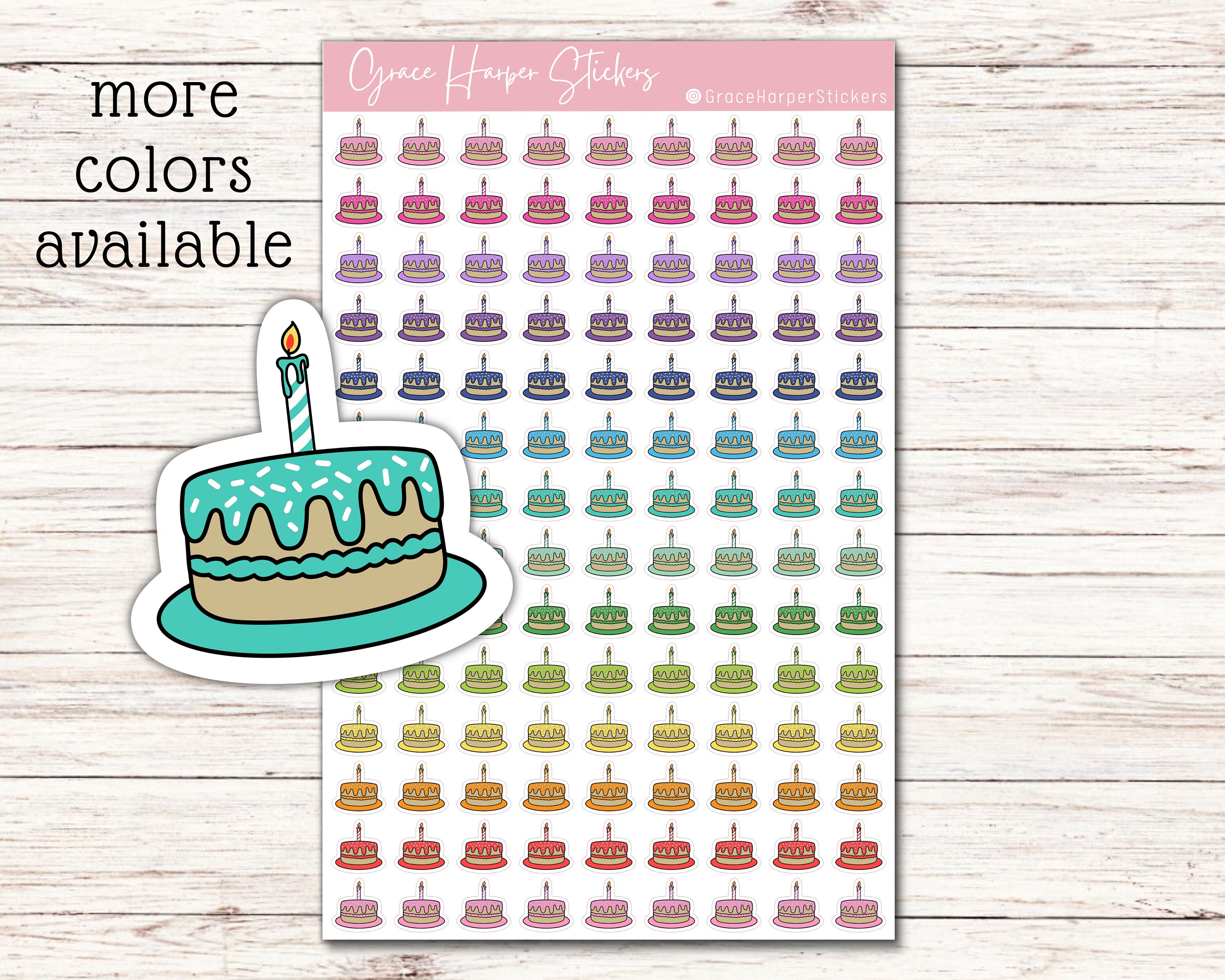Happy Birthday Stickers Birthday Cake Stickers Birthday - Etsy