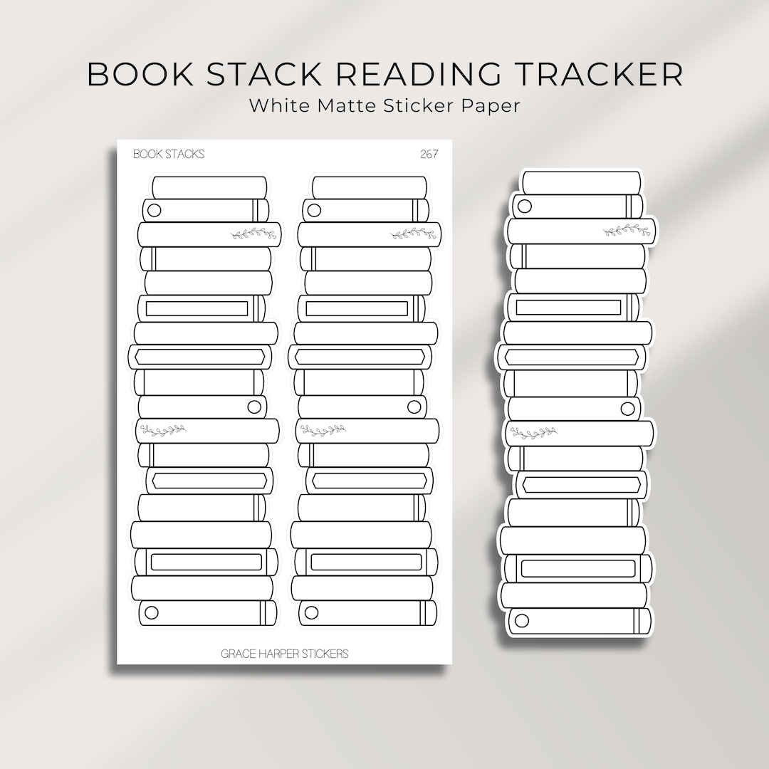 Book Stack Reading Tracker - Color in Book Sticker 267 - Etsy