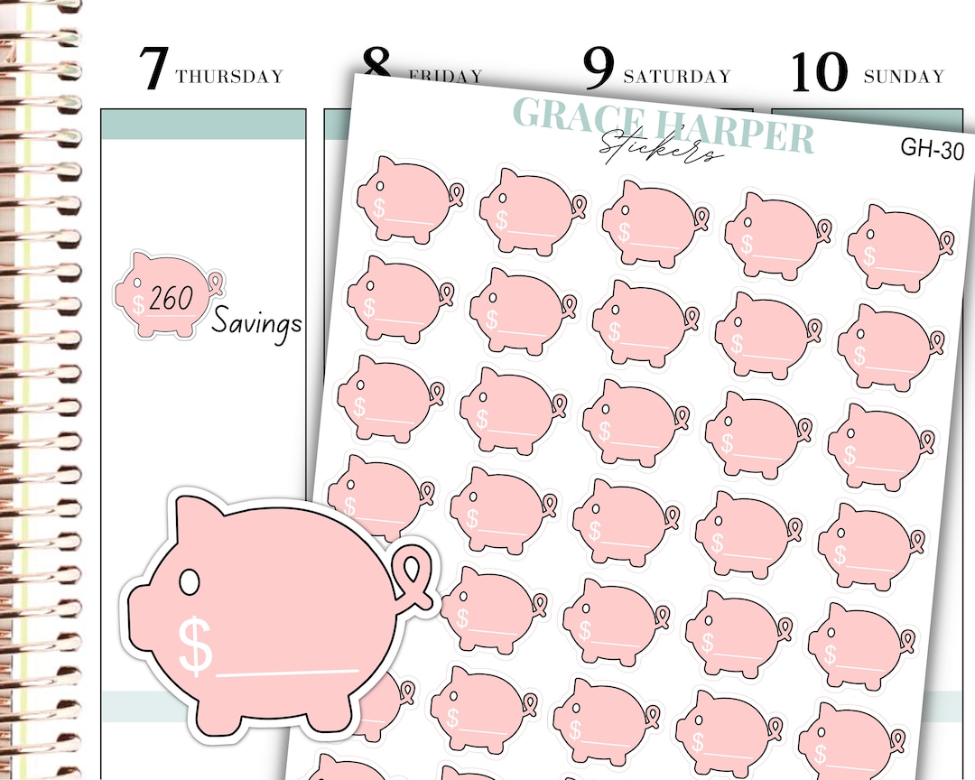 Piggy Bank Stickers Savings Stickers Budget Stickers Pay Day Stickers ...