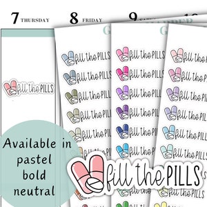 Fill the Pills Stickers RX Pill Refill Stickers Medication Planner ...
