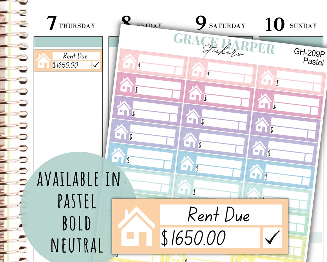 Rent Mortgage Due Stickers Pay Rent Stickers Pay Mortgage Stickers GH ...