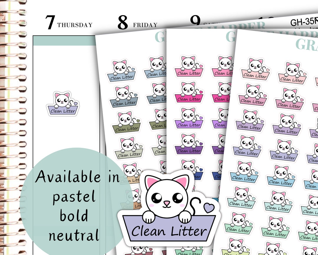 Clean Litter Planner Stickers Clean Cat Litter Stickers Clean Litter ...